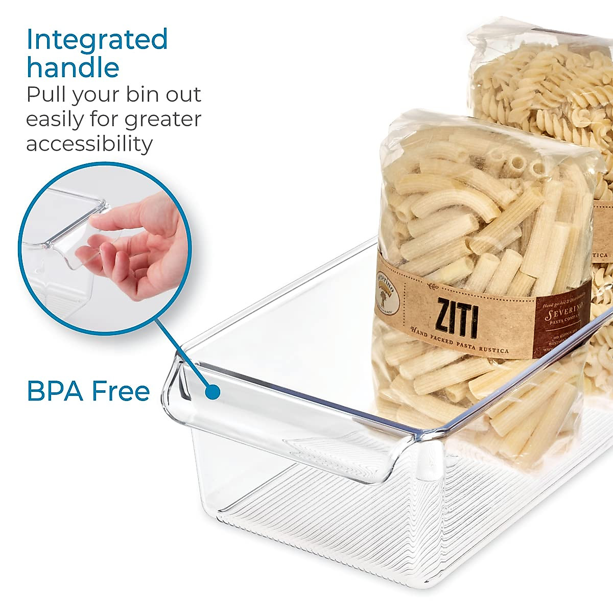 iDesign Linus Plastic Fridge and Freezer Storage Organizer Bin with Handle, Clear Container for Food, Drinks, Produce Organization, BPA-Free , 11.5" x 6" x 3.5", Clear