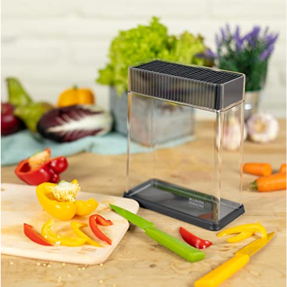 Kuhn Rikon Vision Transparent Storage Block for Knives and Scissors, 8.5 x 3 x 8.5 inches, Rectangular