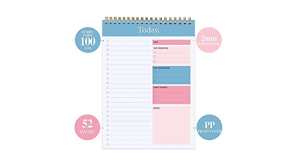 Daily To Do List Notepad - Undated Planner for Productivity