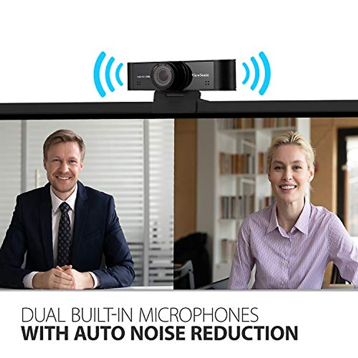 ViewSonic VB-CAM-001 Full HD 1080p USB Web Camera w/Dual Stereo Microphone with Auto Noise Reduction,110 Degree Ultra-Wide Lens for Zoom/Teams/Skype Conferencing and Video Calls on PC and Mac