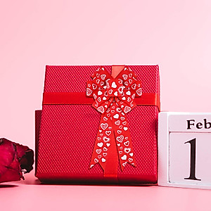 6 Pieces Valentine's Day Bows Decoration 5.9 x 11.8 Inches Red and White Heart Printed Bow for Valentine's Day Crafts DIY Bow Decoration