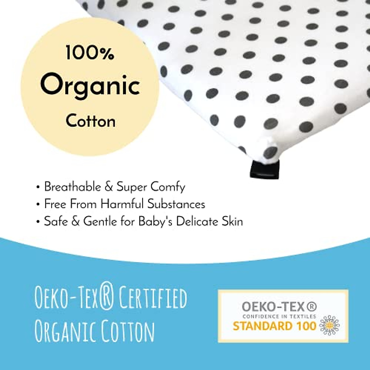 Guava Lotus Travel Crib Sheets (3 Pack) - 100% Organic Cotton Crib Sheets, Oeko-TEX Fitted Crib Sheets (for The New 4 Tab Mattress Version ONLY)