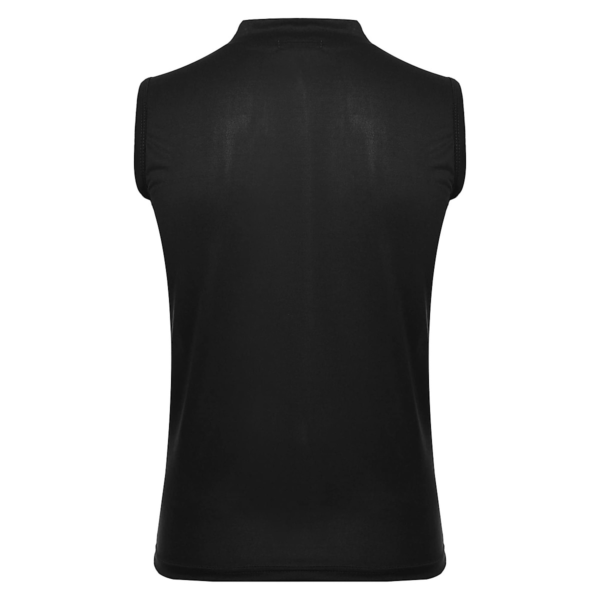 TiaoBug Men's Casual Sleeveless Shirts Mock Turtleneck Pullover Tops Undershirt Vest Tops Black Medium