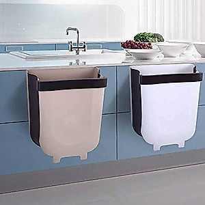 Perfuw Folding Waste Bin, Kitchen Hanging Trash Can, Collapsible Trash Bin for Kitchen Cabinet Door, Creative Wall Mounted Waste Bin for Bathroom & Car, Portable Home Garbage Storage Bucket
