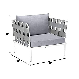 Modway EEI-2602-WHI-GRY MO-EEI-2602-WHI-GRY Harmony Outdoor Patio Aluminum, Armchair, White Gray
