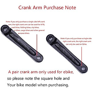 PROWHEEL Ebike Crank Arm Available in Square Hole,140MM/152MM/160MM/165MM/170MM/175MM Black Bike Crank Arm for Electric Bike,Mid Mounted Motor,Torque(1 Pair)