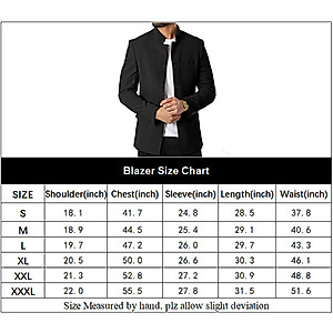 THWEI Mens Casual Suit Blazer Jackets Stand Collar Business Sport Coats Black Medium