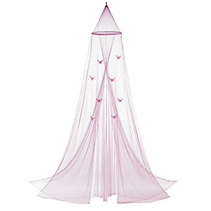 Accent Plus Pink Mosquito, Tulle Girls Room, Princess Butterfly Bed Canopy
