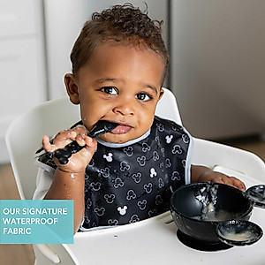 Bumkins Disney Bibs for Girl or Boy, SuperBib Baby and Toddler for 6-24 Months, Essential Must Have for Eating, Feeding, Baby Led Weaning, Mess Saving Waterproof Soft Fabric, 3-pk Mickey Mouse Icon