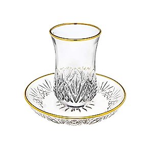 Godinger Dublin Crystal Kiddush Cup and Saucer with Gold Edge