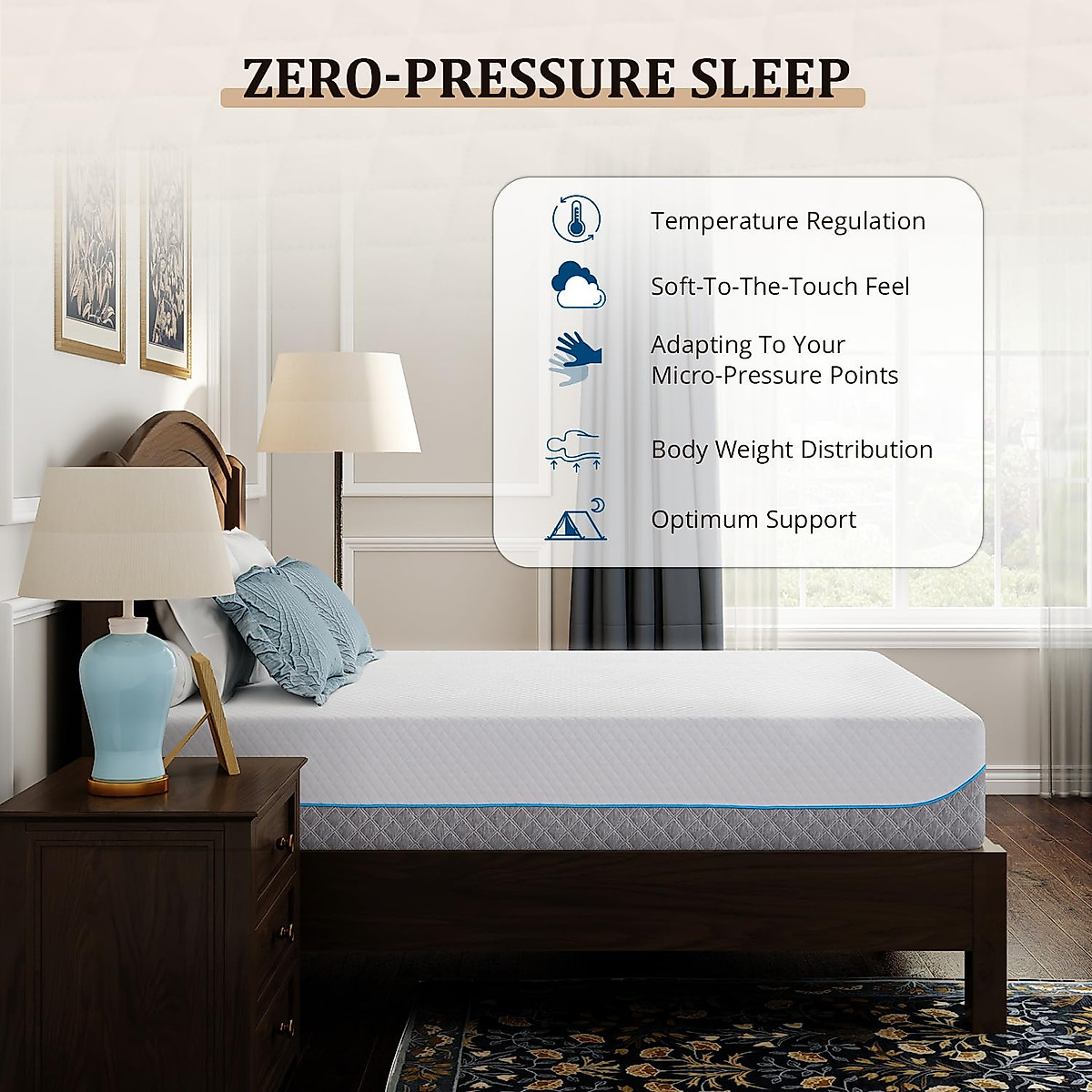 EGOHOME Twin XL Mattress 12 Inch Cooling Gel Memory Foam, Fiberglass Free, Mattress Bed in a Box for Back Pain Relief, Medium Firm, CertiPUR-US Certified, 38”x80”x12”, White