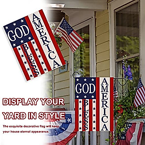 Covido God Bless America 4th of July Patriotic Garden Flag, Home Decorative American Memorial Day Yard USA Star Stripes Outside Decoration, Spring Summer Seasonal Outdoor Small Decor 12 x 18