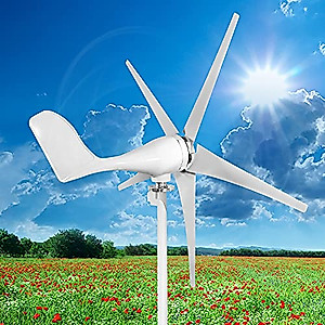 Dyna-Living 12V 500W Wind Turbine Generator Kit 5 Blades Wind Turbines Motor with Charge Controller Power Generation Windmill for Home (Not Included Mast)
