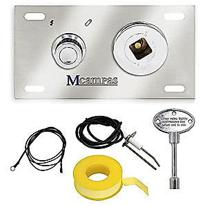 MCAMPAS Stainless Steel Fire Pit Gas Burner Spark Ignition Control Panel Kit- Including Push Button Igniter Gas Shut-Off Valve with Key