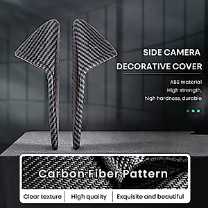 Yooyatt Turn Signal Side Camera Cover for Tesla Model 3/Y/S /X, ABS Plastic Carbon Fiber Pattern Left Right Camera Driving Recorder Protection Shell 2pcs (Side Camera, Matte Black)