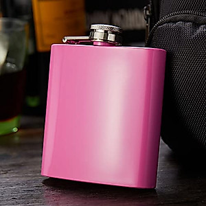 FOPAXDOF Hip Flask for Liquor Pocket Alcohol Drinking Flask 6 OZ Stainless Steel Leak proof with Funnel Flask set (Pink)