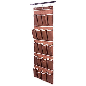 Amelitory Over the Door Shoe Organizer 20 Pockets Hanging Shoe Storage Fabric Coffee