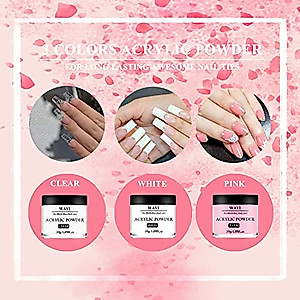 Acrylic Nail Kit - 3PCS 30g Acrylic Powder and 58ml Acrylic Liquid Monomer Set Acrylic Professional Nails Art Kit for Beginners Acrylic Nail Powder Nail Forms Brush Home DIY Extension Carving