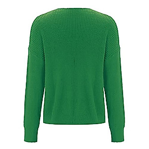 DUOWEI Pullover Sweaters for Men Casual Women's Autumn and Winter Solid Color V Neck Knitted Long Sleeved Sweater Sweater Shirt