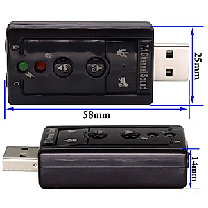 zdyCGTime Hi-Speed USB 2.0 7.1-Channel Virtual USB 3D Stereo Audio Adapter External Sound Card with 3.5 mm Audio and Microphone Ports, Internal Amplifier and Volume Controls