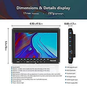 Neewer F100 7 Inch Camera Field Monitor Video Assist Slim IPS 1280x800 HDMI Input 1080p with Sunshade for DSLR Cameras, Handheld Stabilizer, Film Video Making Rig (Battery and Adapter NOT Included)
