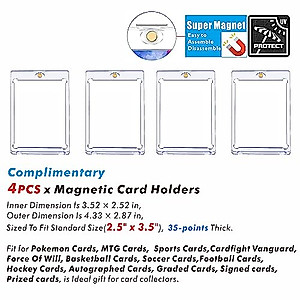 ZzHobbiEs 4 Grids Trading Cards Display Frame, Solid Wood Frame with 4 Pieces Magnetic Card Holder Wall Mount Or Table Stand Display for Football Basketball Collector Cards(Standard Cards, 4Grids)