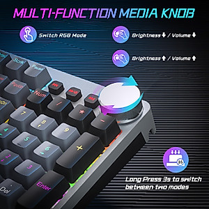 Mechanical Gaming Keyboard, RGB Backlit 104 Keys Full Size Keyboard with Multimedia Knob, Double Shot Keycaps, Full Anti-Ghosting, Blue Switch Wired Computer Keyboard for Windows PC Mac Xbox Gamer