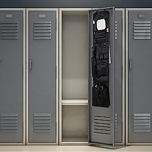 Woanger Police Style Hanging Closet 52 x 11 Inches Door Organizer Locker Shelf Hanging Locker Organizer with Mirror for Police Security Law Enforcement (1, Black)