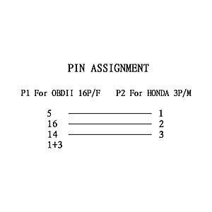 E-Car Connection 3 Pin to 16 pin OBD2 Adapter Cable Diagnostic Tools for Honda Cars