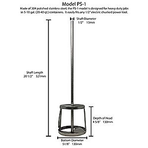 Jiffy Mixer CO. PS-1 1/2" Shaft 5-10 Gallon Stainless Steel Mixing Blade