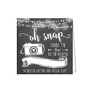 25 Chalkboard Wedding Hashtag Signs, Vintage Chalk Table Top Place Cards or Photo Booth Oh Snap Sign, Quotes for Wedding, Wedding Reception or Ceremony Decor