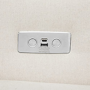 Babyletto Kiwi Electronic Power Recliner and Swivel Glider with USB Port in Performance Cream Eco-Weave, Water Repellent & Stain Resistant, Greenguard Gold and CertiPUR-US Certified