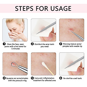 Xesscare Pimple Popper Tool Kit 7 Pcs Blackhead Remover Tool Comedones Tweezers Acne Extractor Blemish Whitehead Removal Tool for Facial, Nose and Forehead (Silver)