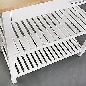 Casual Home Solid Hardwood Top, Natural/White, 40" W (373-91) Kitchen Island, Natural&White