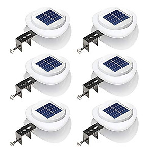 DBF Outdoor Solar Gutter Lights【Upgraded Version】 Solar Fence Post Lights Wall Mount Decorative Deck Lighting Auto On/Off Solar Landscape Lights for Eaves Yard Garden Highlight Gate (Pack of 6)
