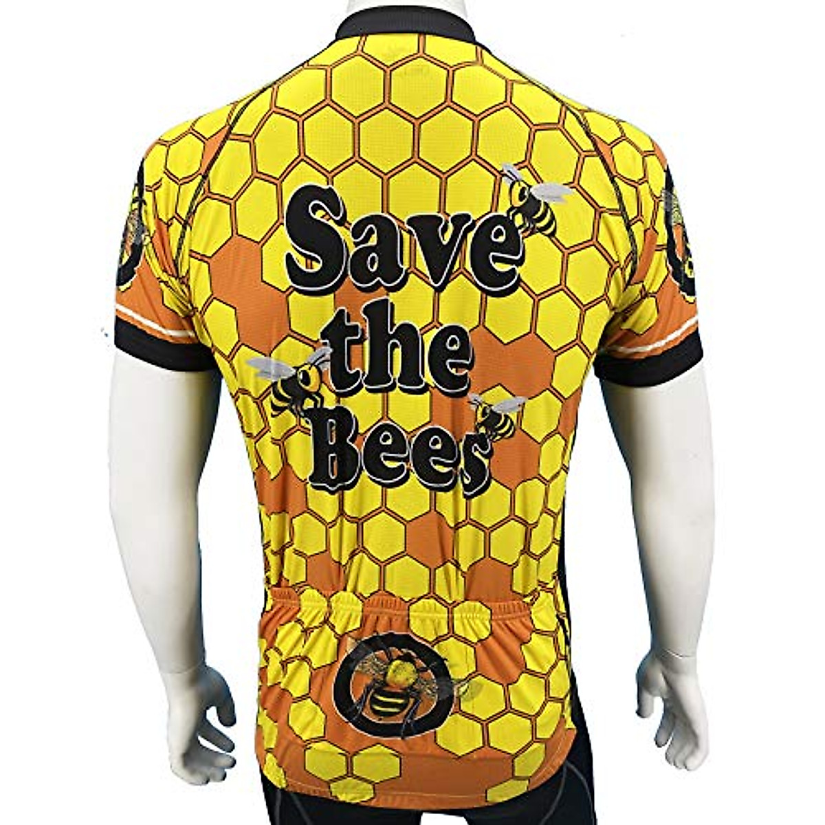 CORVARA BIKE WEAR Men's Save The Bees Cycling Short Sleeve Bike Jersey (Large) Yellow