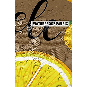 ALAGEO Outdoor Waterproof Pillow Covers for Patio Furniture Summer Fruit Lemon Decorative Throw Pillow Cover Plant Green Leaves Brown Pillowcases Set of 2 Cushion Case for Sofa Couch Chair 20x12 in