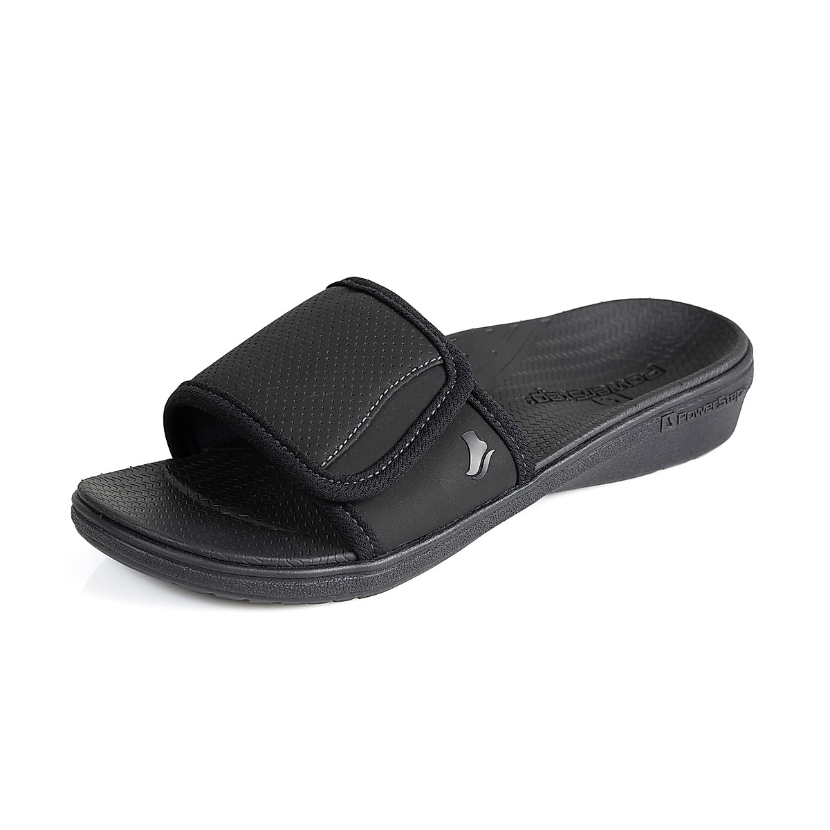 Powerstep Women's Arch Support, Plantar Fasciitis Relief Slide Sandal, Black-BLK, 9