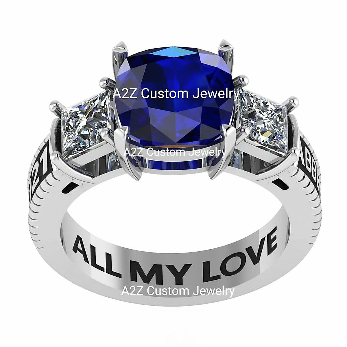 A2Z CUSTOM JEWELRY Fully Personalized Girl Class Ring For High School College University Graduation Ceremony Sterling Silver Ring