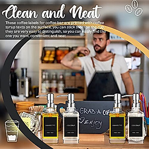 54 Pieces Coffee Syrup Labels Coffee Bar Labels Black Minimalist Labels Stickers for Organization Labels Waterproof Labels for Glass Coffee Labels for Coffee Syrup Bottles