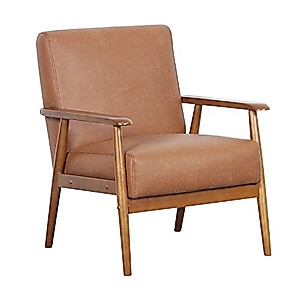 Pulaski DS-D030003-329 Wood Frame Faux Leather Accent Chair, 25.38" x 28.0" x 30.5", Cognac Brown
