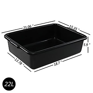 Wekioger 4-Pack Commercial Bus Tubs, 22 L Plastic Utility Bus Box, Black