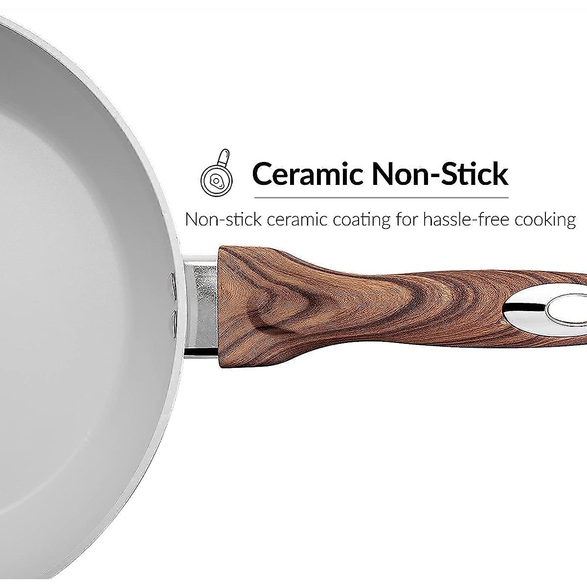 Phantom Chef 11" Deep Frypan 5 Qt Wok | Aluminum Body Non-Stick Ceramic Coating | With Soft Touch Stay Cool Handle | Dishwasher Safe | Non-Toxic PFOA & PTFE Free (Navy)