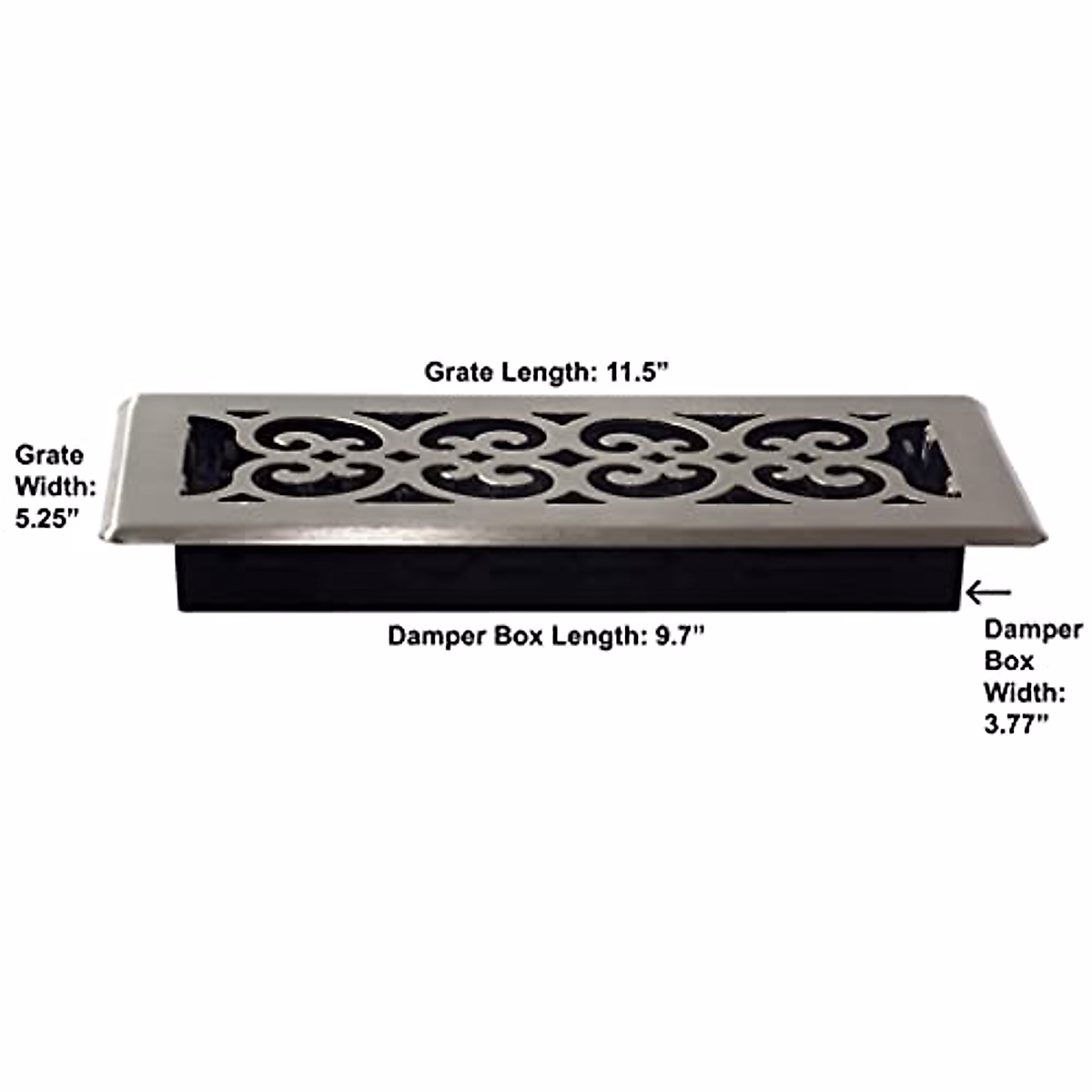 Decor Grates SPH410-NKL Scroll Floor Register, 4x10, Brushed Nickel Finish