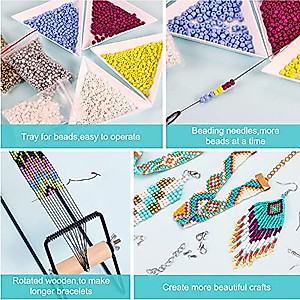 PP OPOUNT Bead Loom Kit, Beading Supplies with 9700 PCS Seed Beads, Tray, Scissors Making Accessories, Beading Loom Kits for Adults Jewelry Making Bracelets Belts