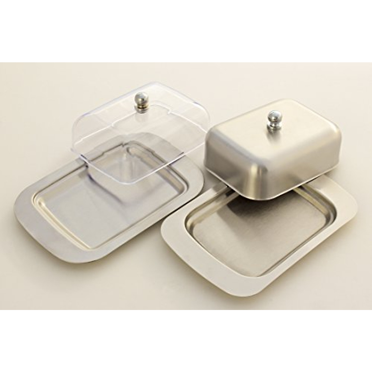 Zoie + Chloe Stainless Steel Butter Dish with Easy to Hold Lid