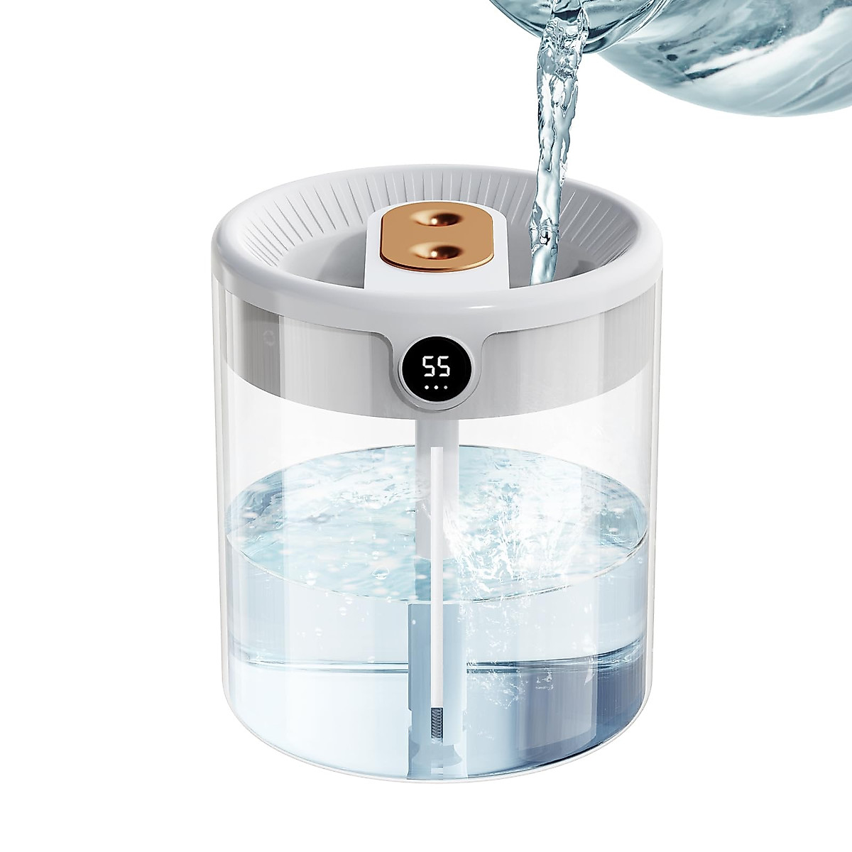 Smart Humidifier for Bedroom, Home, Great Room, Nursery, Office, 1.3L Cold Mist Top Fill 20 Hours Extra Long Use Time for Fast Relief, 26dB, 360° Dual Nozzles, Easy to Fill and Clean, BPA-Free