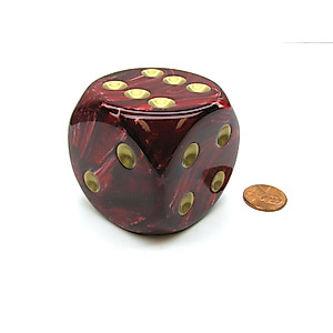 Chessex Vortex 50mm Huge Large D6 Dice, 1 Piece - Burgundy with Gold Pips