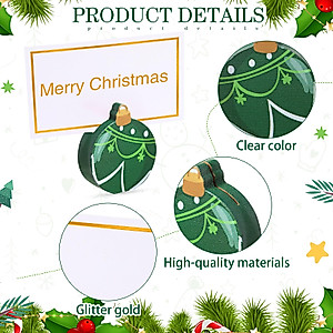18 Pcs Christmas Wooden Place Card Holders with Name Card Mini Santa Claus Snowman Christmas Tree Christmas Ball Name Card Photo Picture Stand Holder for Winter Christmas Party(Christmas Ball)
