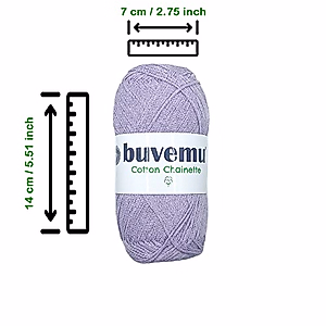 Buvemu Cotton Chainette Yarn, 100% Cotton Fine Weight for Knitting Crocheting, Summer Spring Yarn, 100 Gram (3.53 Ounces) 328 Yards (300 Meters) (Lilac)